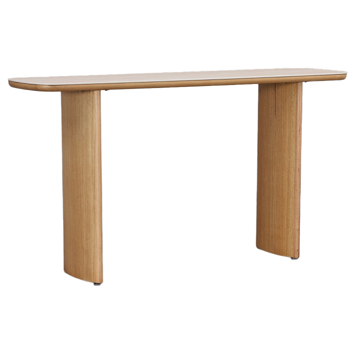 ELWOOD HALL TABLE TASSIE OAK 7 SINTERED STONE TRAVERTINE TOP